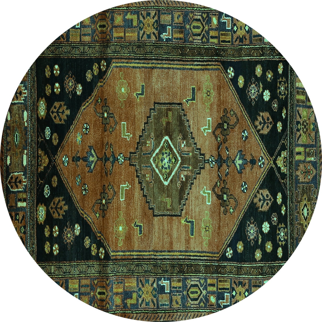 Ahgly Company Indoor Round Persian Turquoise Blue Traditional Area Rugs ...