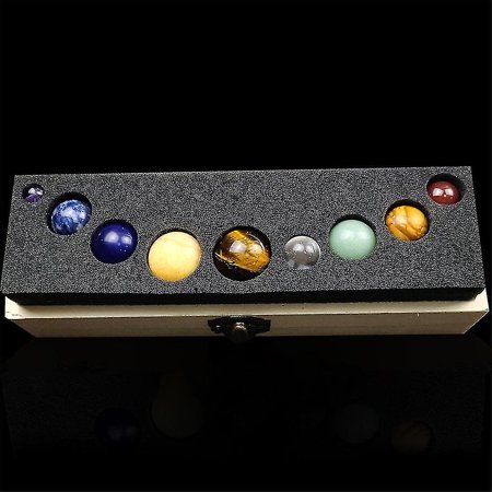 Nine Planets Solar System Natural Crystal Sphere Balls Gemstones Stone ...