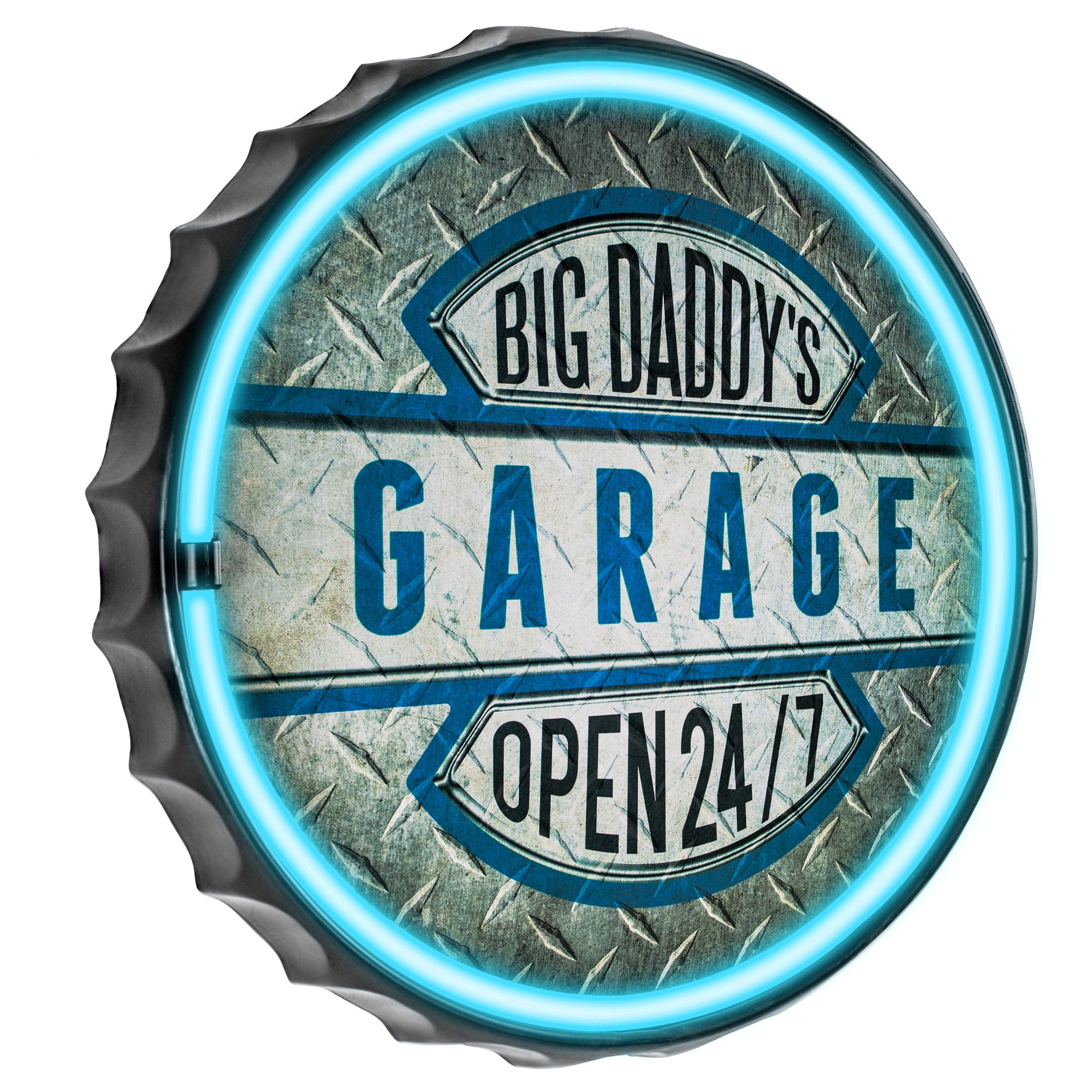 Big Daddy's Garage Open 24/7 Bottle Cap LED Sign - Walmart.com