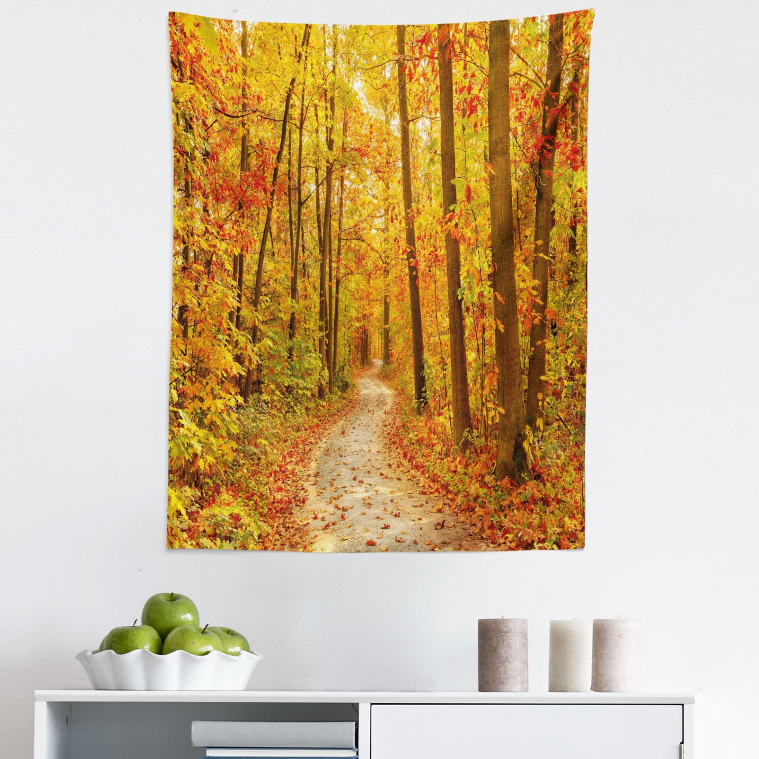 Fall Tapestry, Deciduous Trees Seasonal Leaves Pathway Wilderness ...