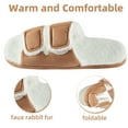 Somdot Women's Fuzzy Slippers Plush Velcro Open Toe Slides Cozy Thick ...