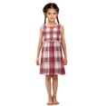 Red Color Gingham Pattern with Fabric Texture Sleeveless Dress A-Line ...