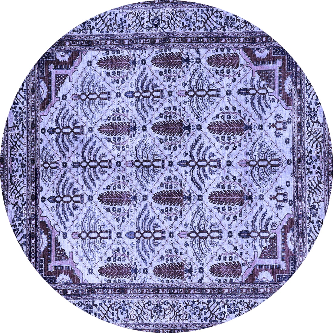 Ahgly Company Machine Washable Indoor Round Abstract Blue Modern Area ...