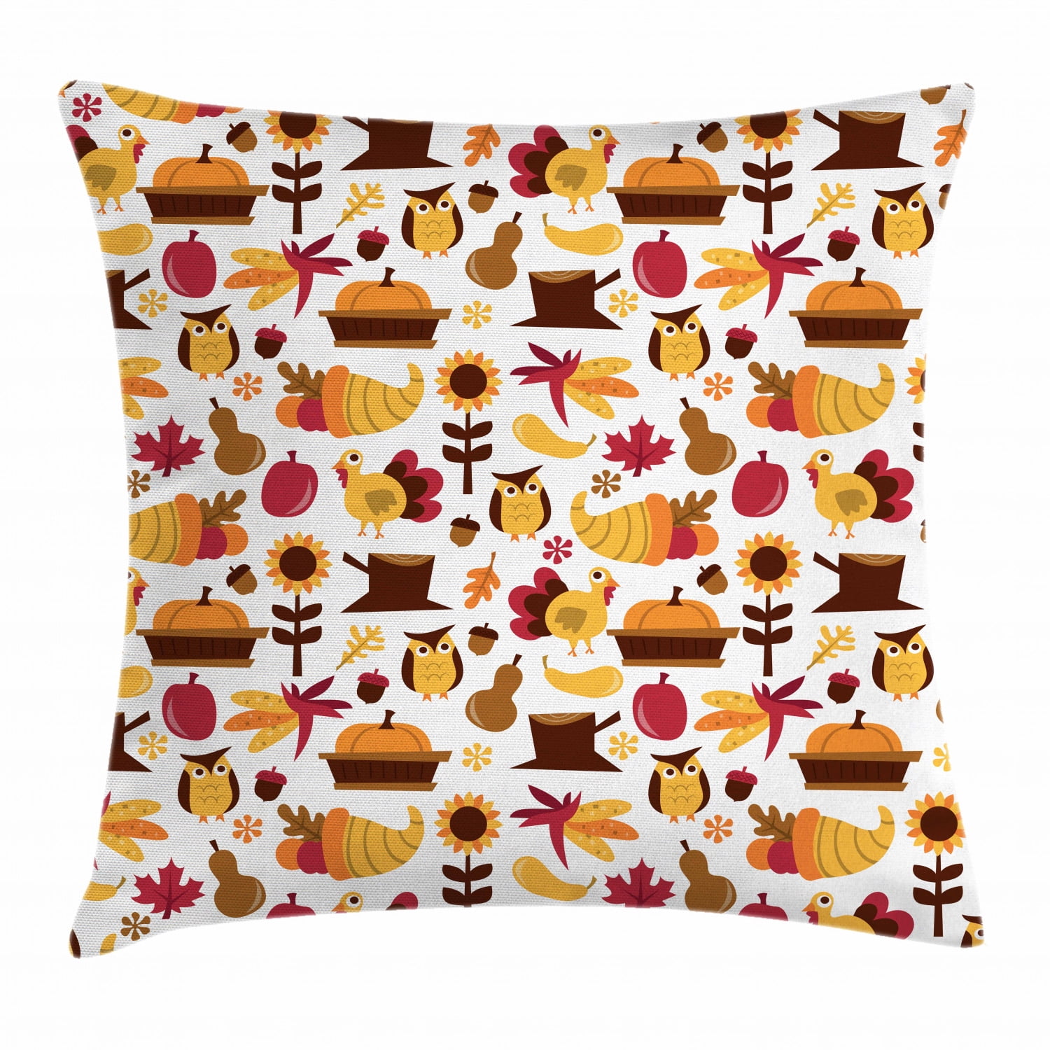 Harvest Throw Pillow Cushion Cover, Cute Cartoon Fall Composition Nuts ...