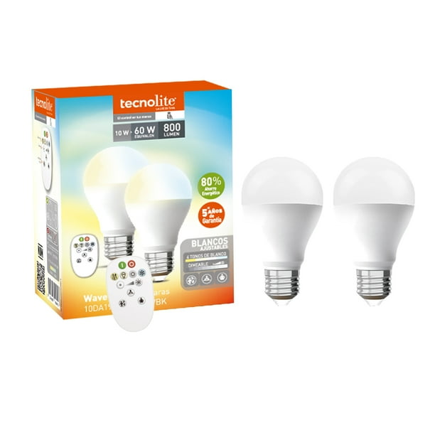 Kit De Focos Led 10 W Luz Blanca Dinámica Tecnolite Control Remoto ...