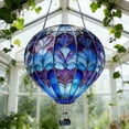 2D Hot Air Balloon Solar Light, Stained Glass Style Hanging Lamp ...