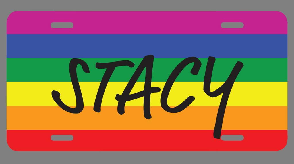 Stacy Name Pride Flag Style License Plate Tag Vanity Novelty Metal | UV ...