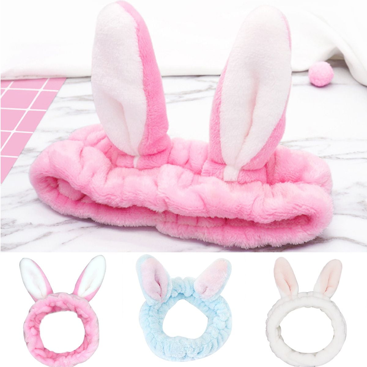 Meidiya Wash Headband, Bunny SPA Skin Care Hairlace, Soft Facial ...
