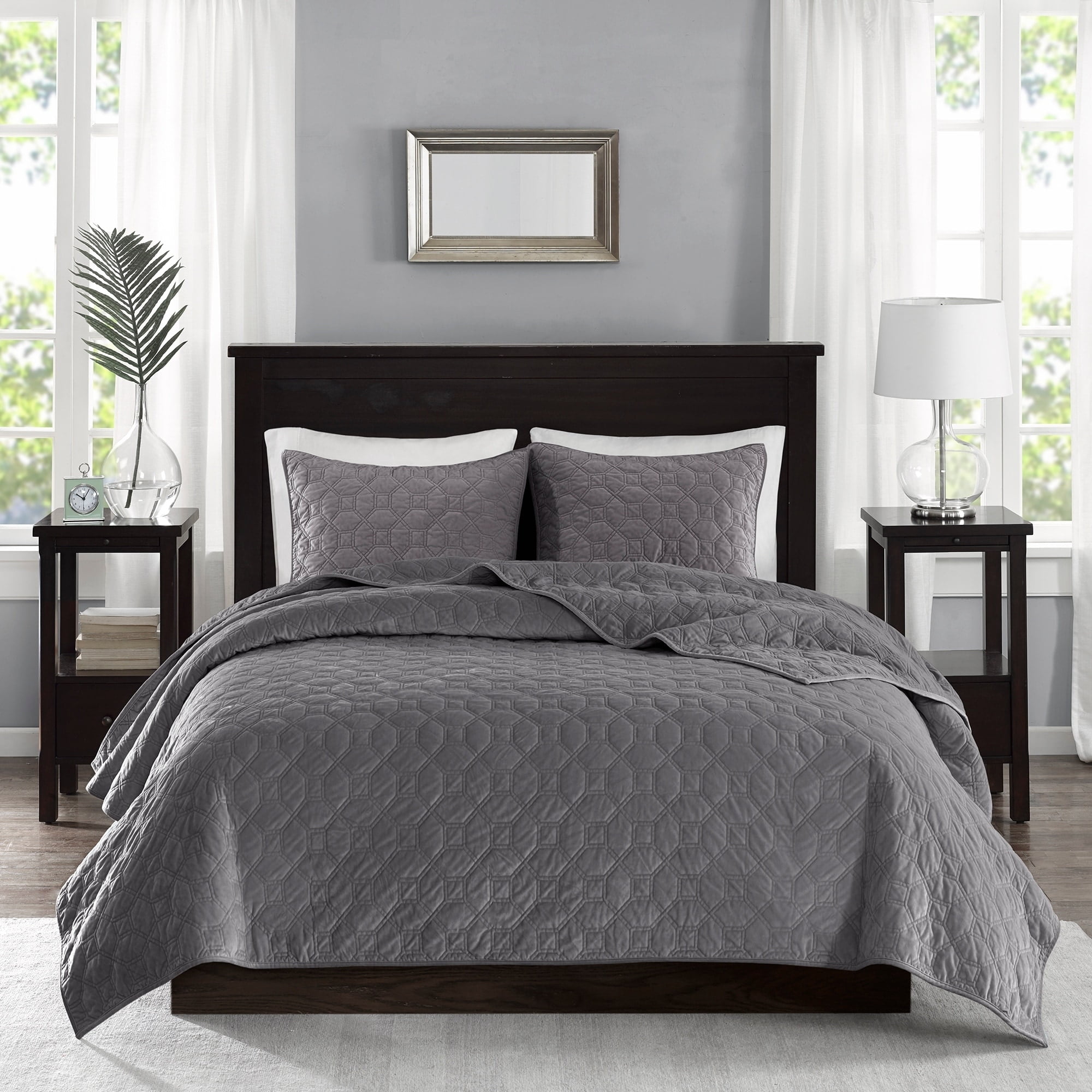 Madison Park Emery Velvet Coverlet Mini Set 6-Color Option - Walmart.com