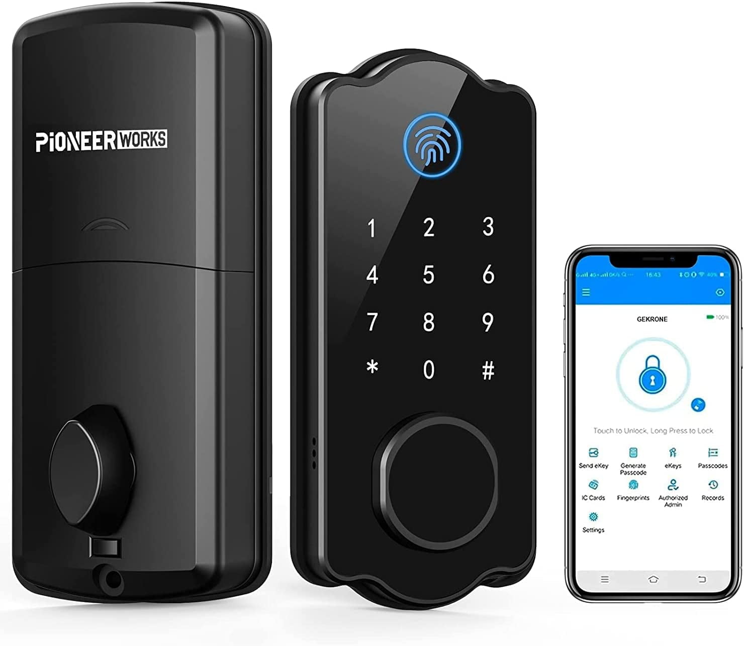Fingerprint Keyless Entry Door Lock, Smart Lock Deadbolt, Bluetooth ...