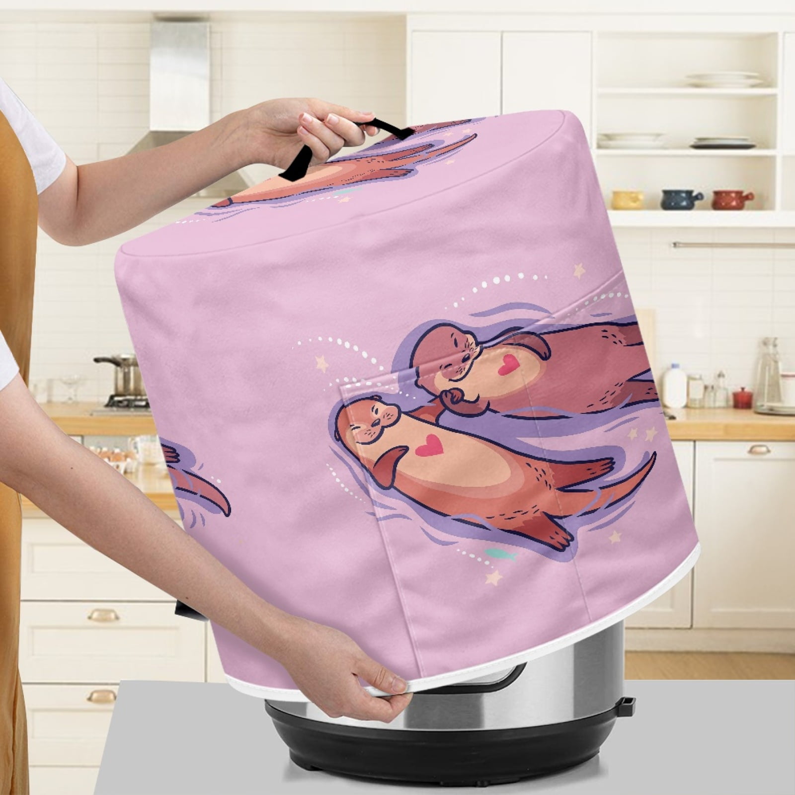 Xoenoiee Cute Otters Pink Pattern Kitchen Appliance Dust Cover with ...
