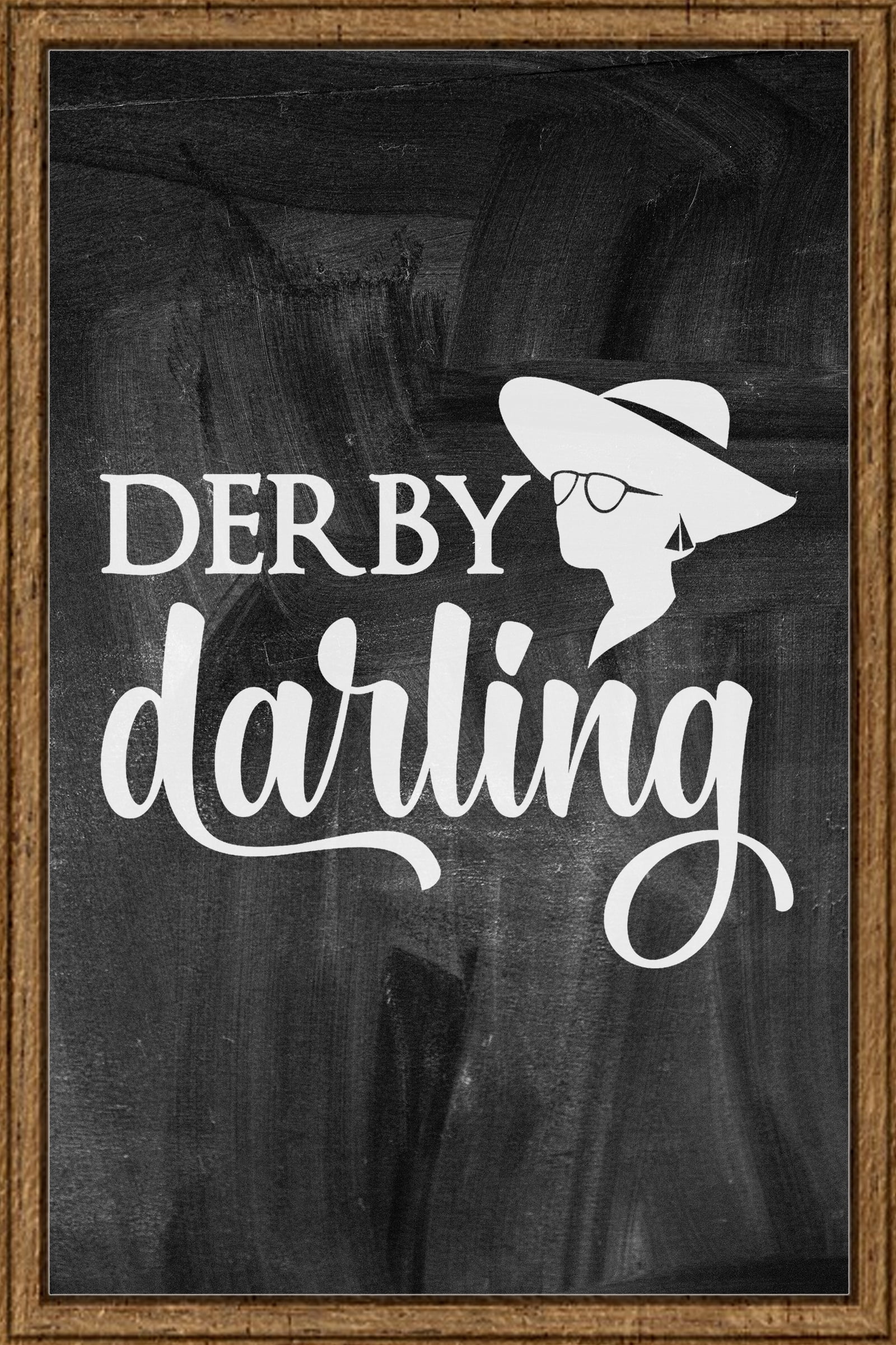 Derby darling silhouette hat sunglasses race bet horse cursive Tin Sign ...