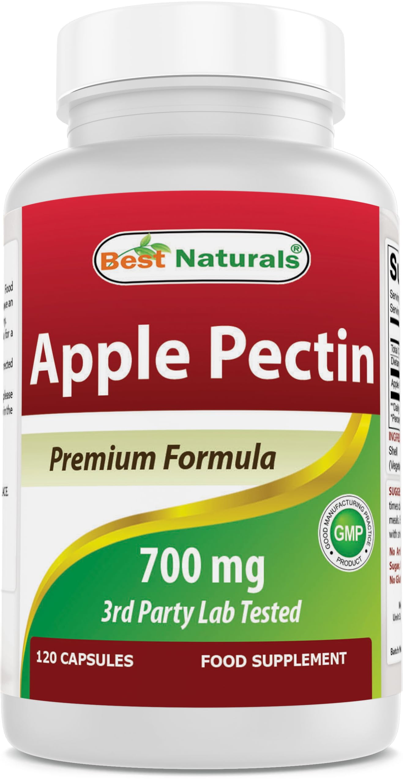 Suplemento Best Naturals, pectina de manzana, 700 mg, 120 cápsulas ...