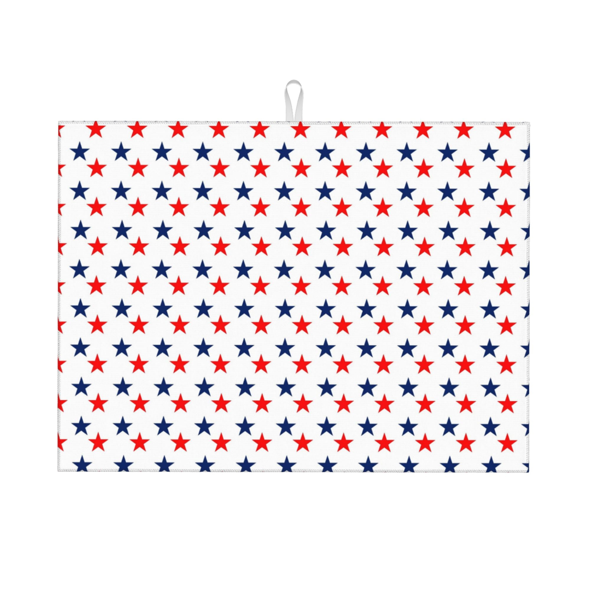 XMXY Dish Drying Mat for Kitchen Counter, Patriotic Red White Blue ...