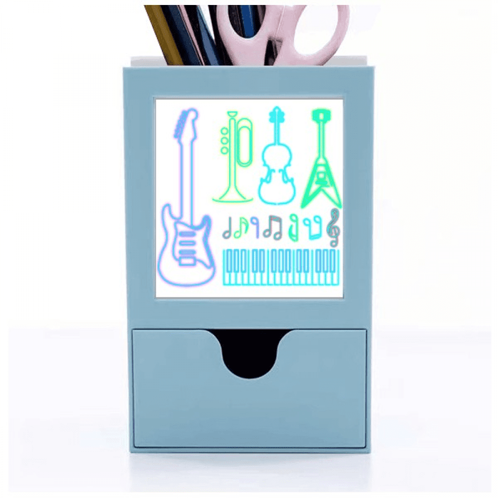 Guitar Music Instruments Neon Desk Supplies Organizer Pen Holder Card ...