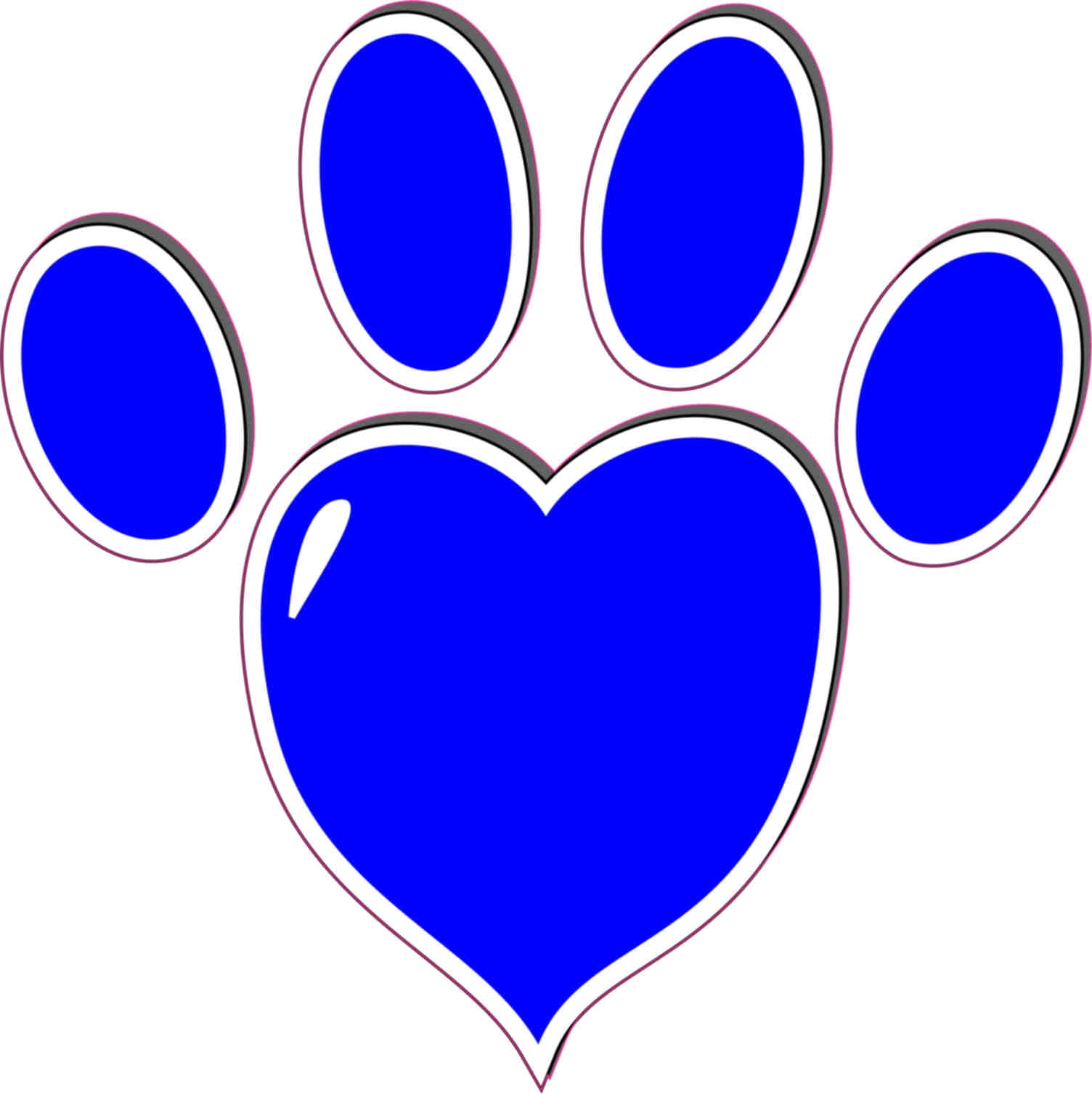 5in x 5in Blue Heart Paw Print Bumper Sticker Vinyl Vehicle Stickers ...