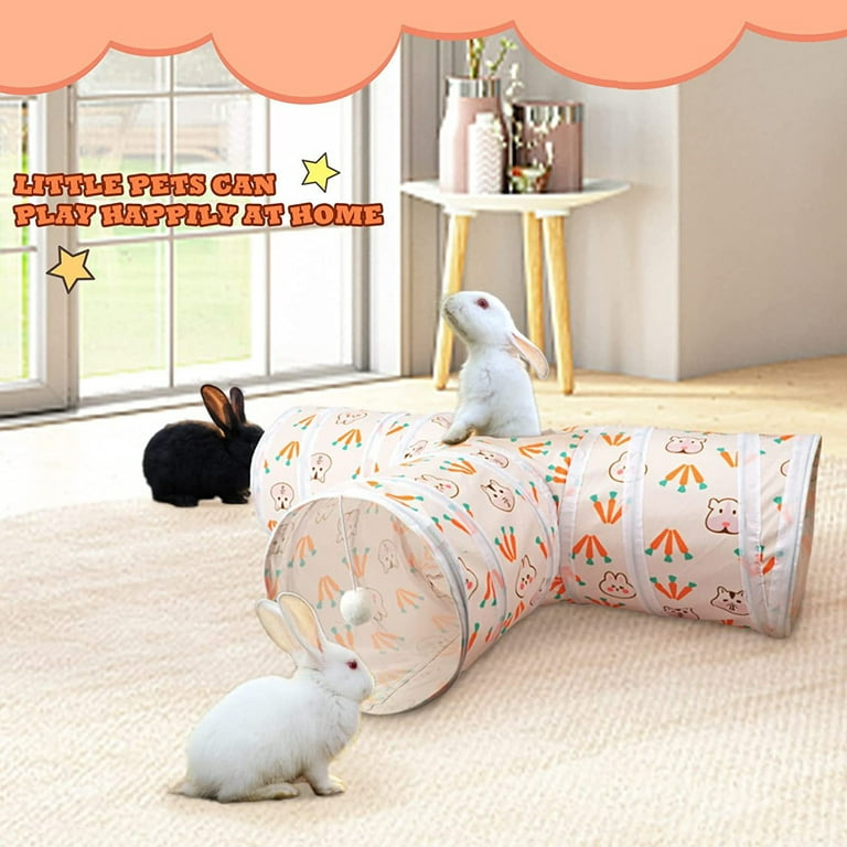 Small Animal Activity Tubes Collapsible Rabbit Tunnel & Hideout - 3-Way ...