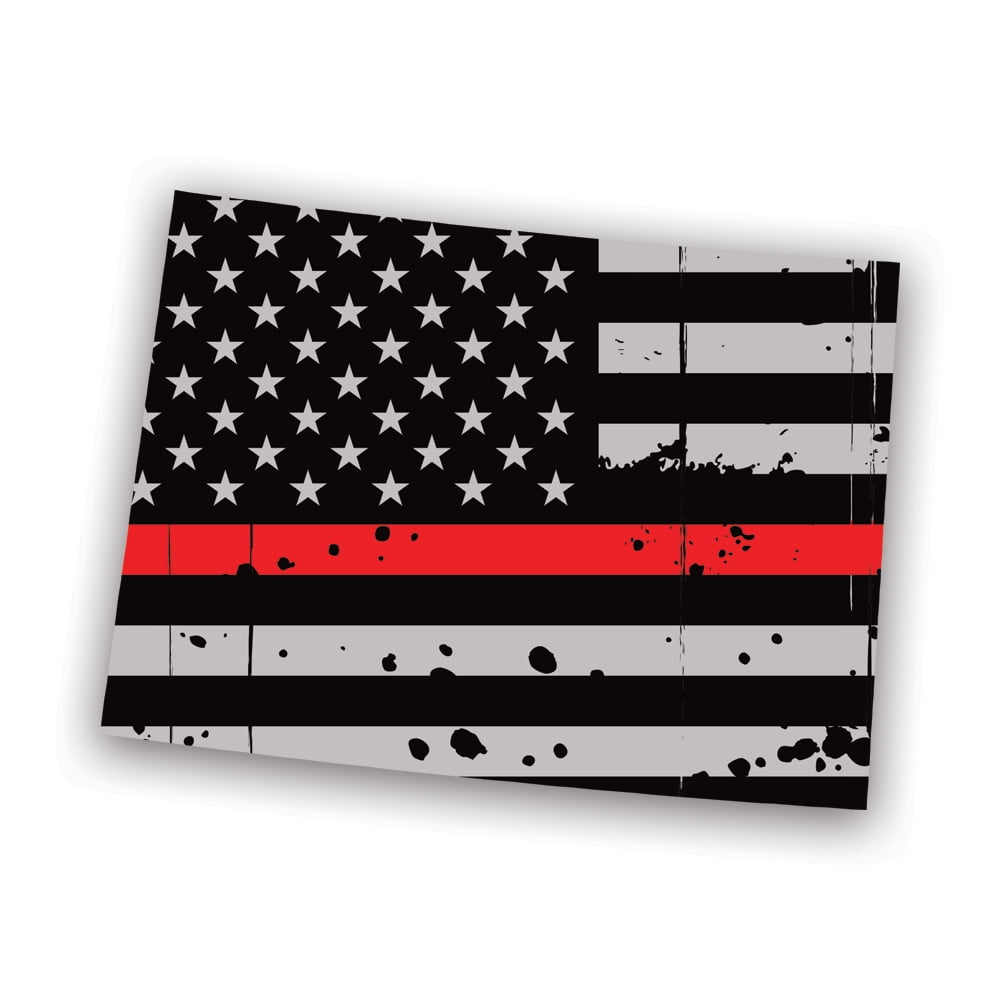 Distressed Colorado State Shaped Subdued US Flag Thin Red Line Sticker ...