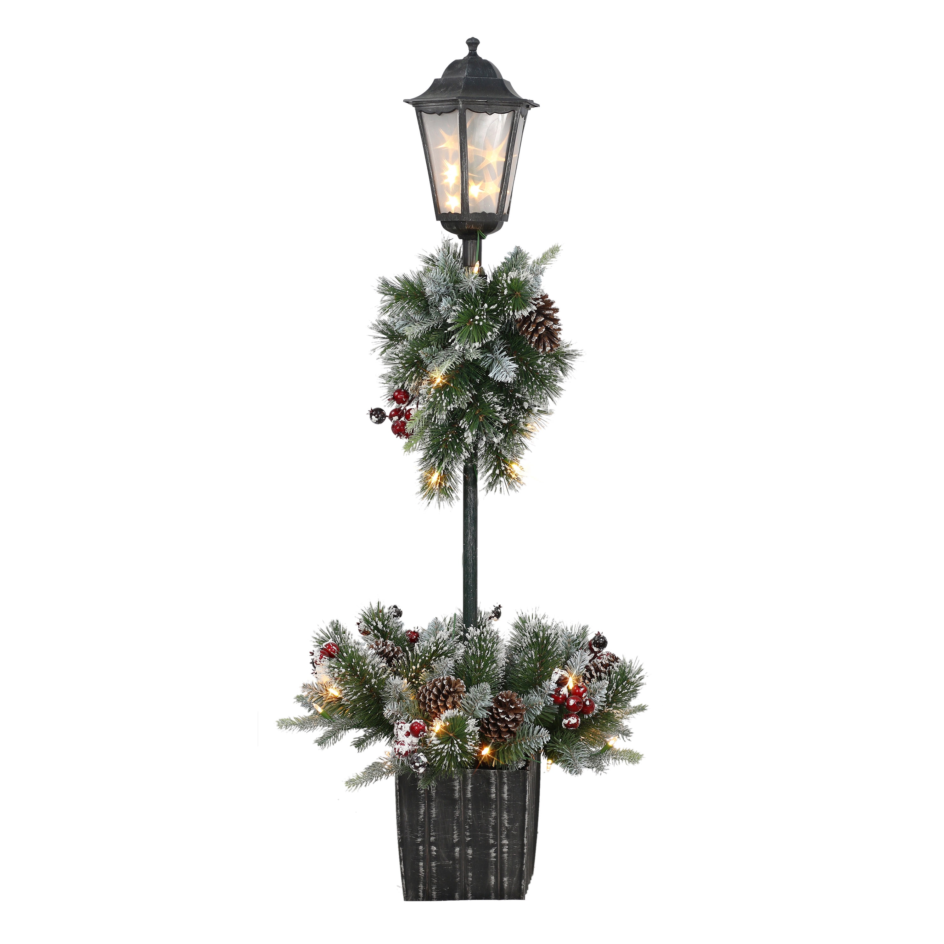 4 ft Pre-Lit Artificial Pine Lamp Post - Walmart.com