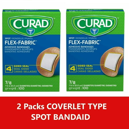 Curad Flex-Fabric Spot Bandages 4 Sided Seal COVERLET TYPE SPOT BANDAID ...