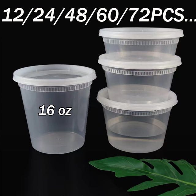 16oz Small Plastic Deli Containers with Lids,Disposable Food Storage ...
