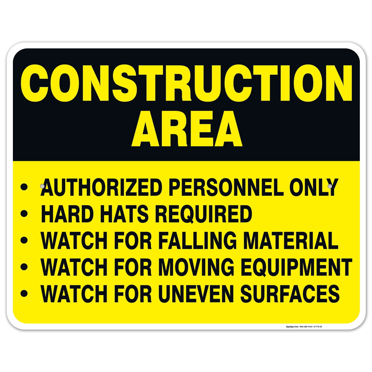 Construction Area Sign, Authorized Personnel Only Sign, - Walmart.com