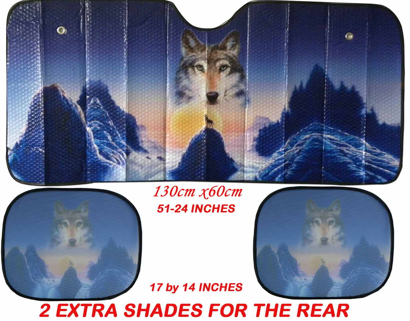 Designcovers 1 Count Universal Windshield Wolf With 2 Side Shades ...