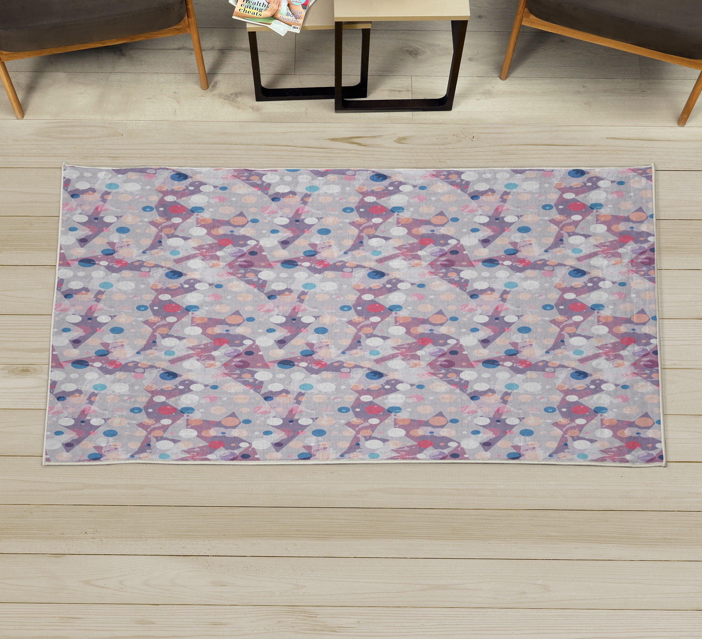 Abstract Decorative Rug, Colorful Circular Large Polka Dots Bubble ...