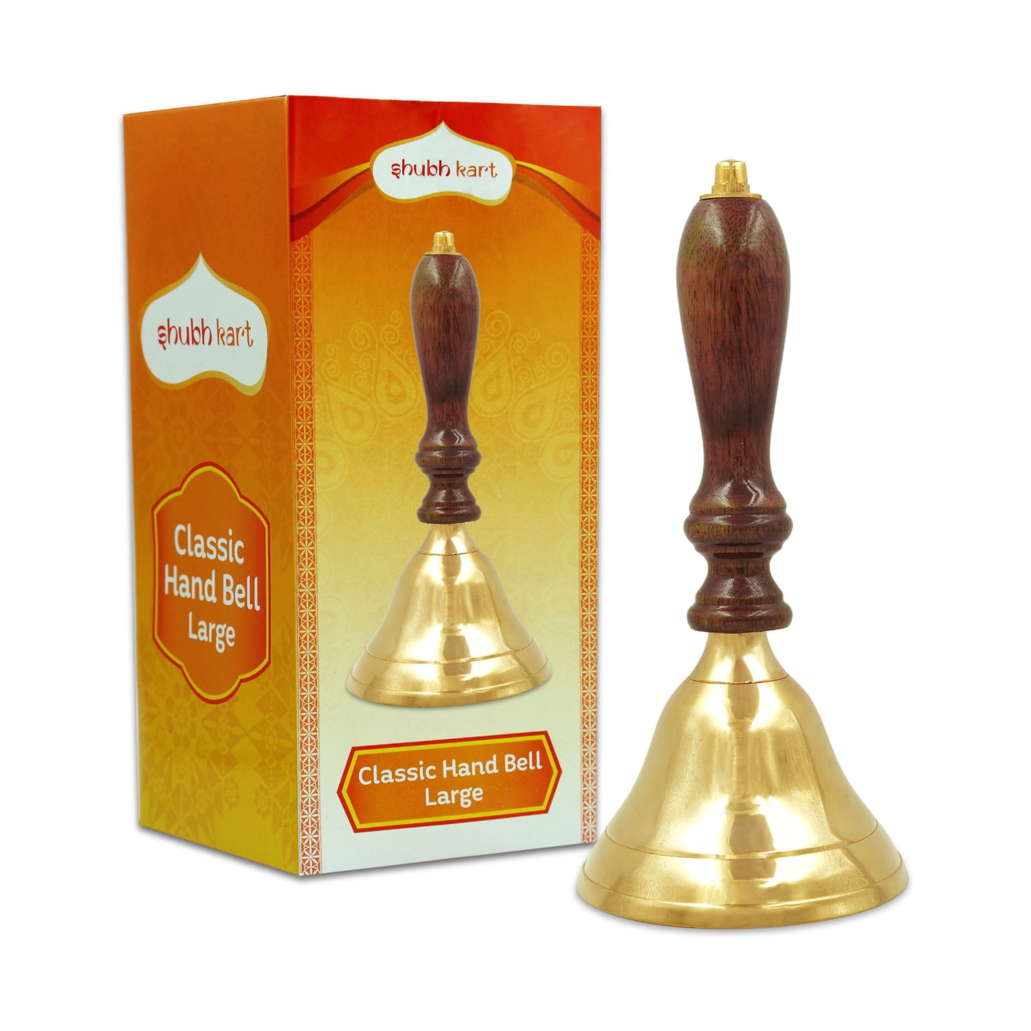 Shubhkart Wooden Brass Classic Ghanti Bell for Puja, Large - Walmart.com