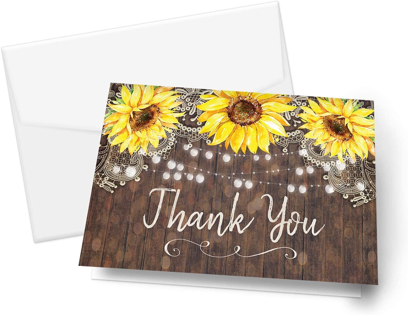 Sunflower Rustic Thank You Cards - Printable Cards
