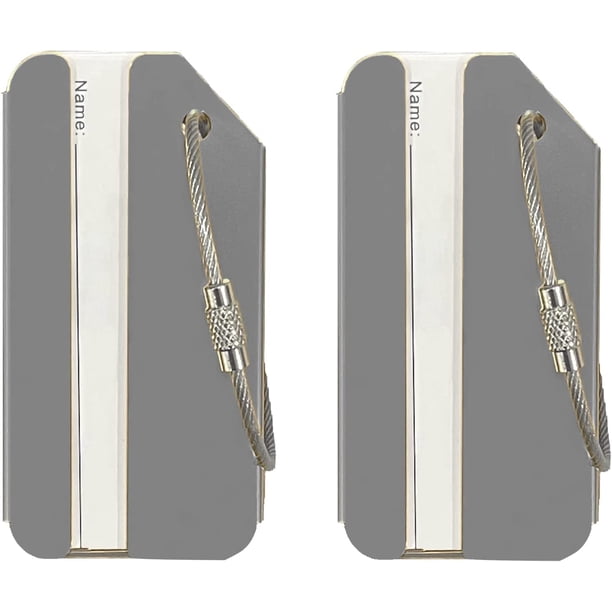 2 Pack (Silver) Aluminum Suitcase Tags with ID Card, Bright Color ...