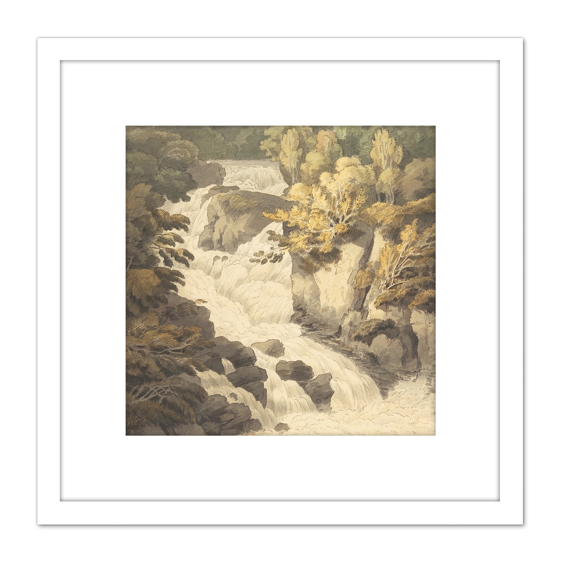 Abbott Waterfall Cascade Inveraray Scotland Painting 8X8 Inch Square ...