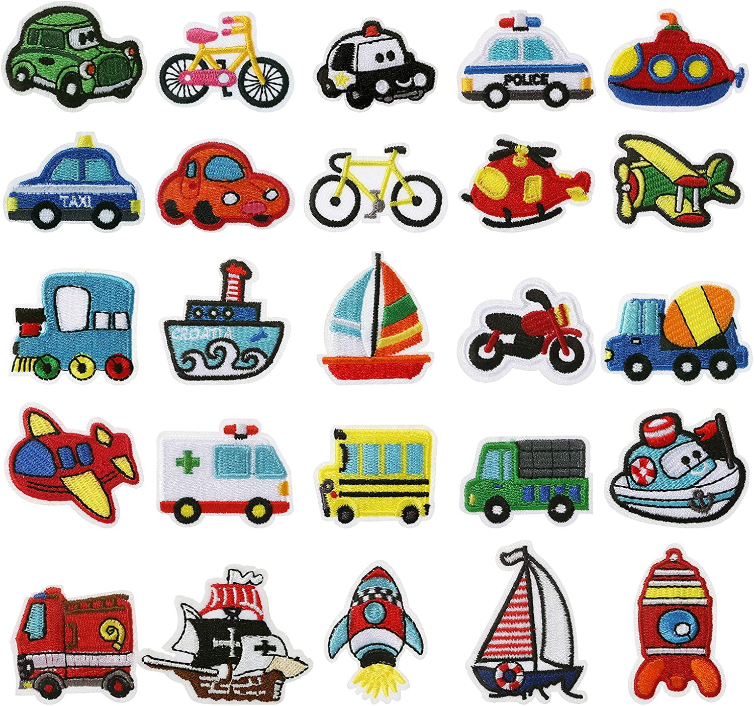 Naler 25 Pieces Car Embroidered Iron on Patches,Vehicle Patches Set for ...