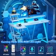Inch White Gaming Desk with LED Lights & Power Outlet, L Shaped Gaming ...