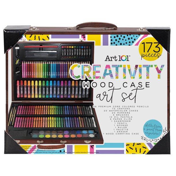 Art 101 Creativity Multifunctional Art Set with 173 Pieces in Wood Case ...