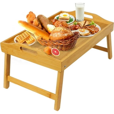 VEVOR Bamboo Bed Tray Breakfast Serving Table Laptop Desk with Foldable ...
