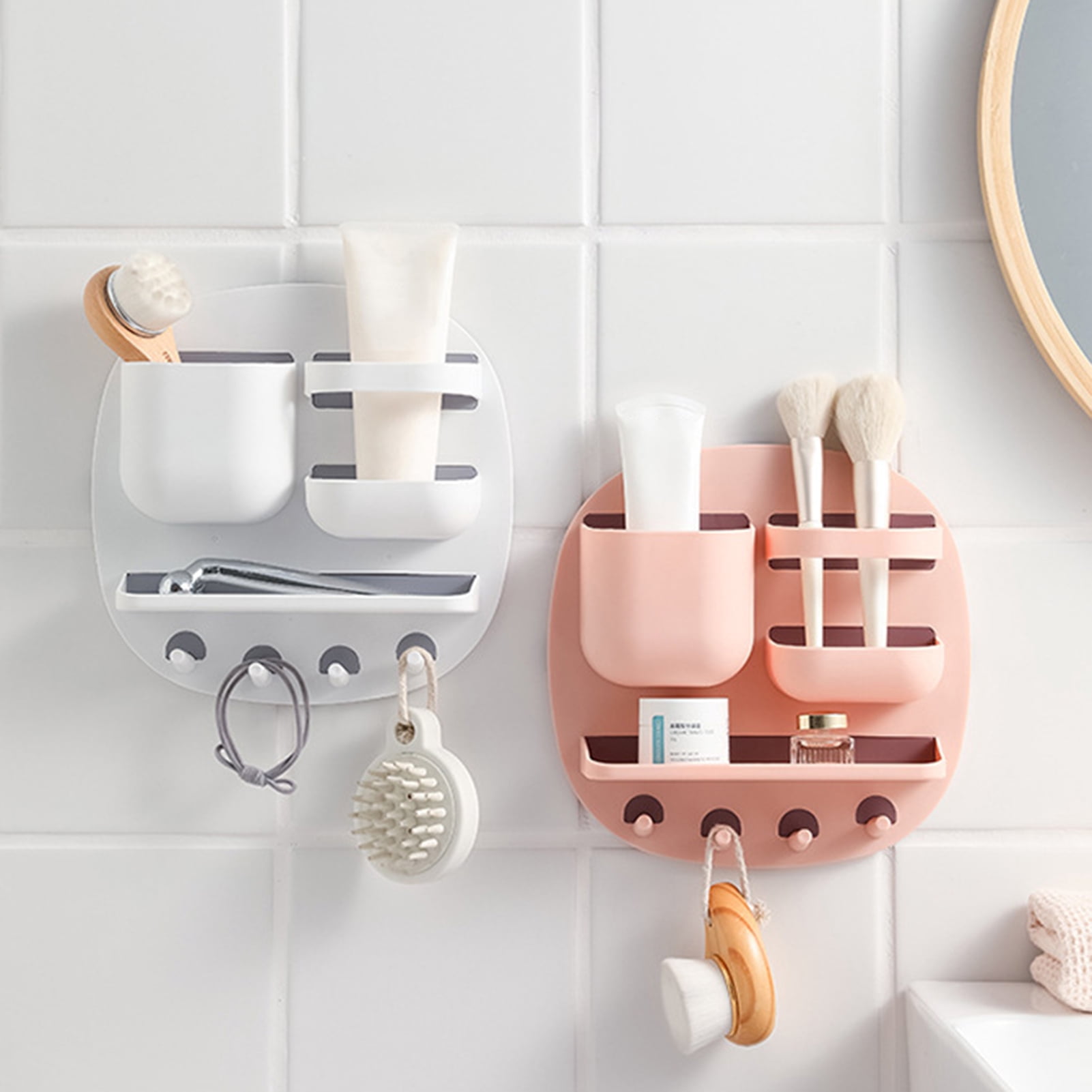 Limei Wall Mounted Bathroom Storage Rack Punch-Free Bathroom Organizer ...