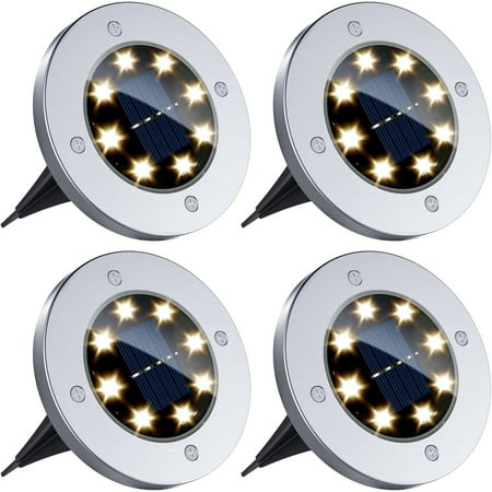 Solar Ground Lights 8 LED Solar Disk Lights Outdoor Waterproof for ...