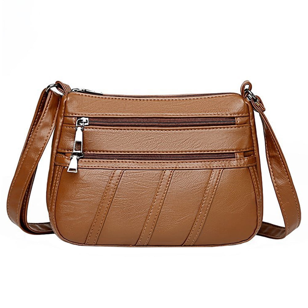 Women PU Shoulder Bag Multi-pocket Mother Solid Crossbody Handbag ...