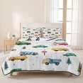 Cartoon Trucks Green Pine Tree 3 Pieces Quilt Set,1 Quilt with 2 Shams ...