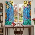 Abstract Colorful Glass Sheer Curtains for Living Room Bedroom, Blue ...