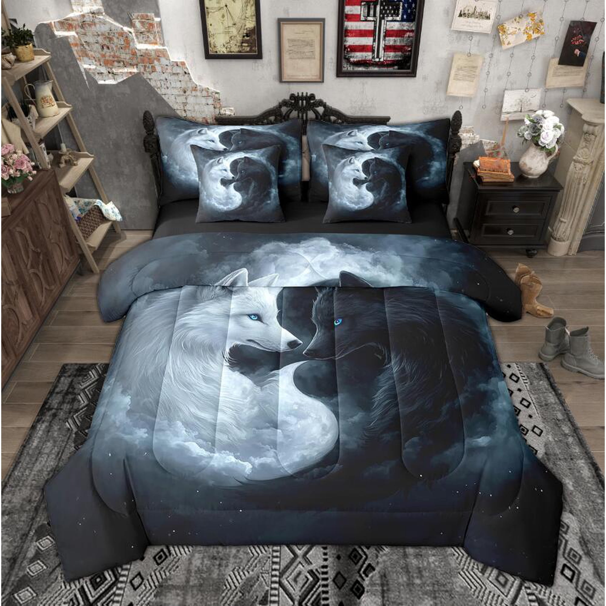 Click here for Manfei Black And White Bedding Comforter Set 7pcs... prices