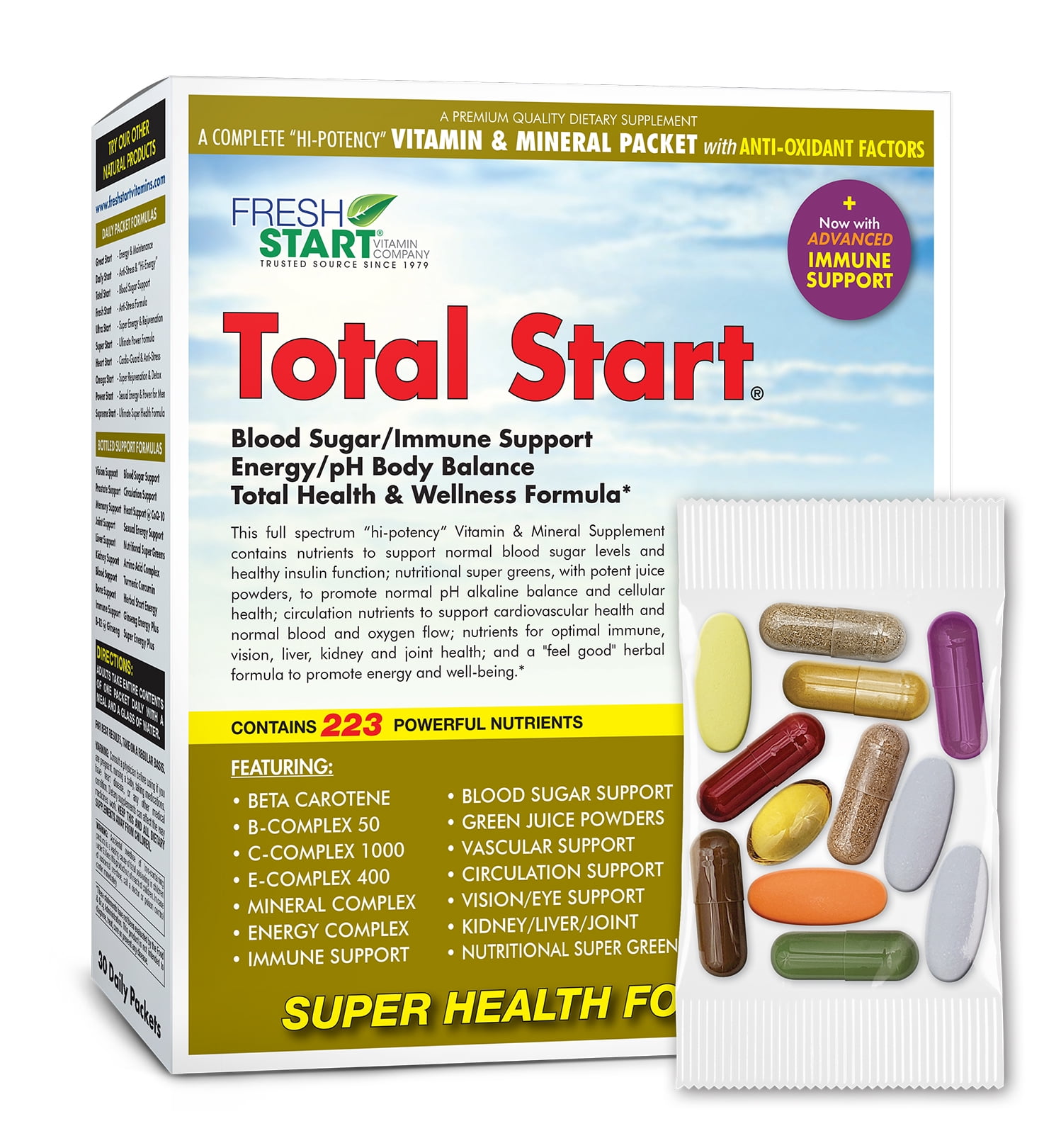 Total Start - Complete Daily Vitamin Pack - Blood Sugar, Immune Support ...