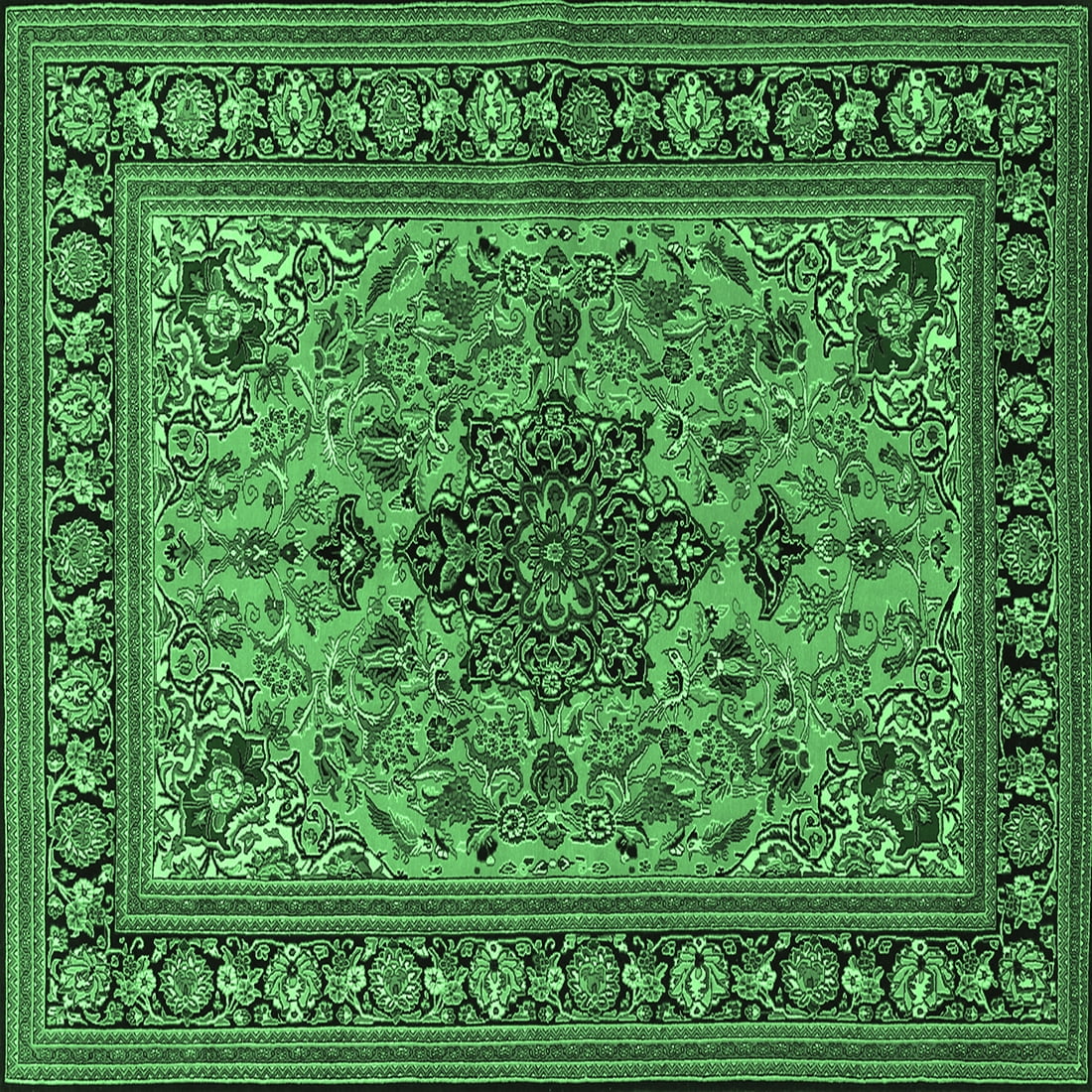 Ahgly Company Indoor Square Animal Emerald Green Traditional Area Rugs ...