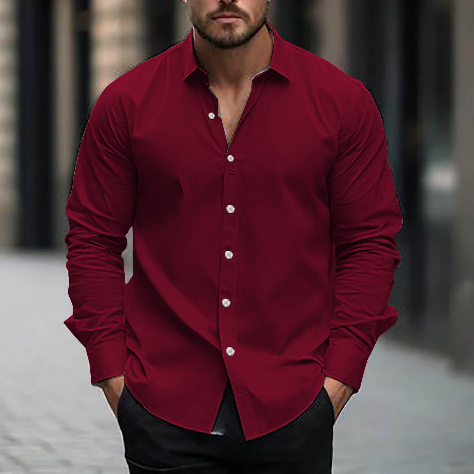 Click here for Chbgutlmr Formal Shirt For Men Lapel V Neck Button... prices