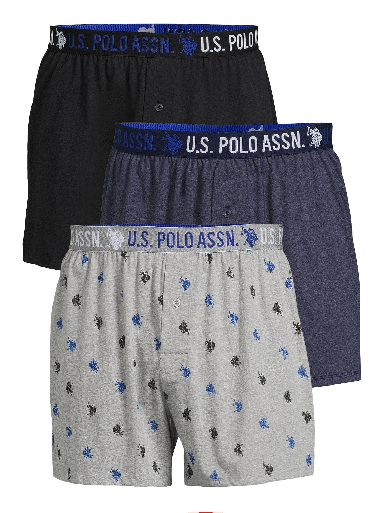 U.S. Polo Assn. Men's Knit Boxers, 3-Pack, Sizes S-3XL - Walmart.com