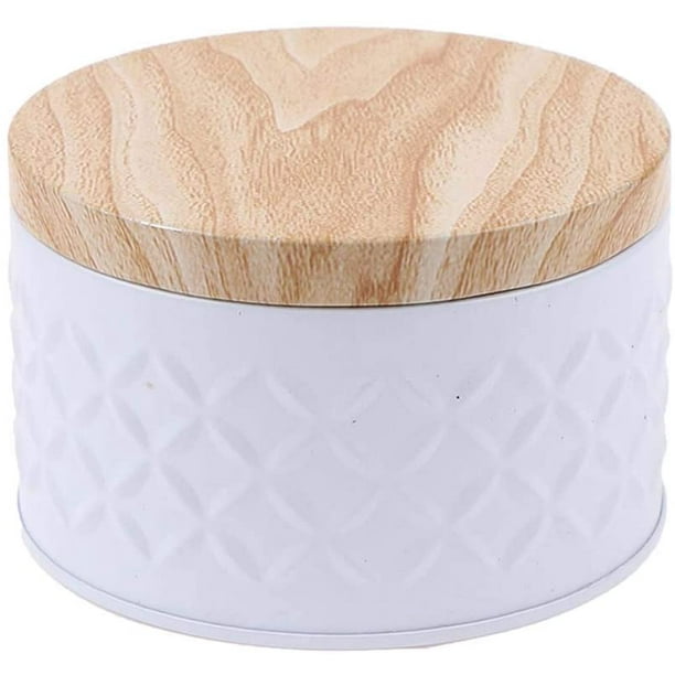 Multifunction Tin Plate Canister, Wood Grain Lid Tea Caddies, Snacks ...