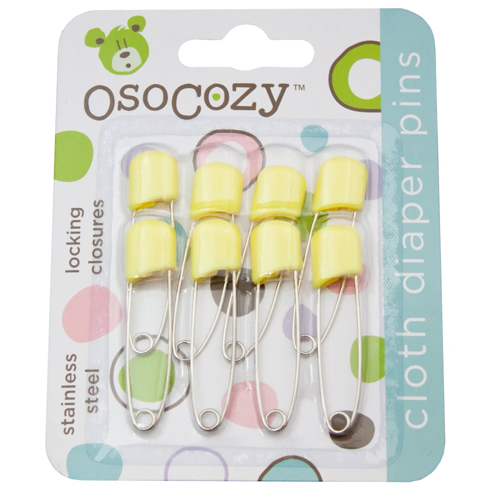 OsoCozy Locking Stainless Steel Diaper Pins, Yellow, 8 Count - Walmart.com