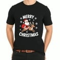 Christmas Santa Claus Riding Reindeer Merry Snowflake Print Holiday ...