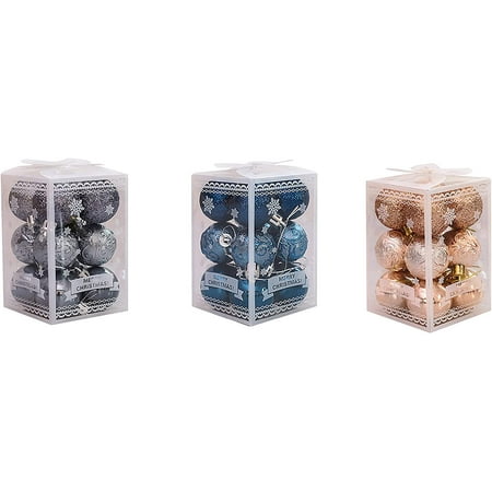 Set Of 3 Christmas Baubles For Hanging - 18 Pieces - For Christmas Tree ...